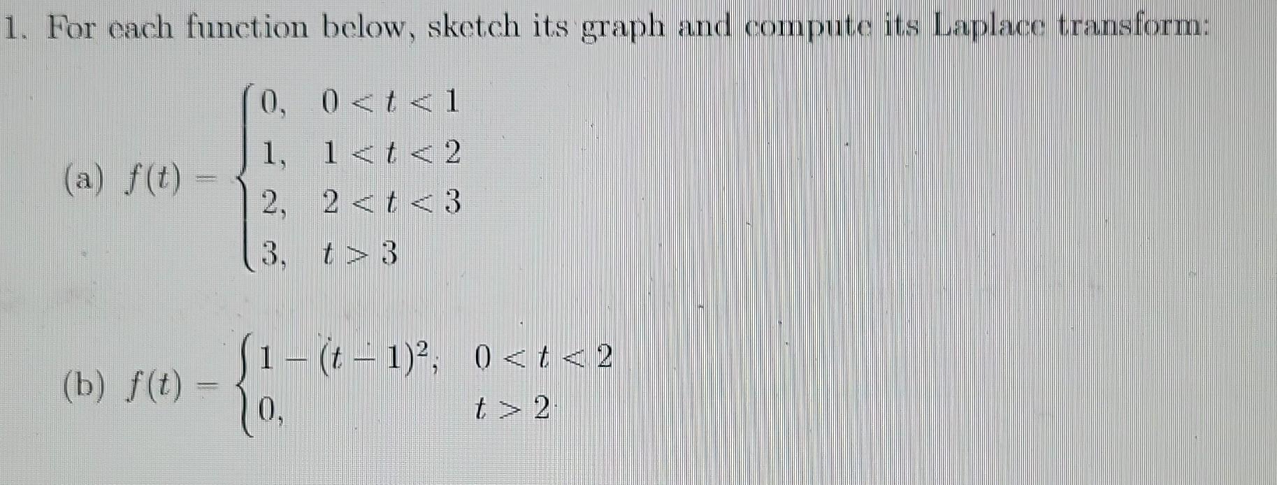 Solved 1. For each function below, sketch its graph and | Chegg.com