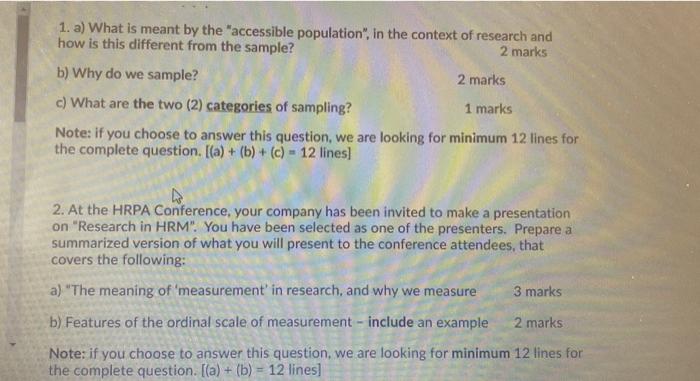1. a) What is meant by the "accessible population", | Chegg.com