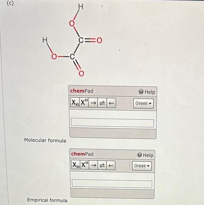Solved Write the molecular and empirical formulas of the | Chegg.com
