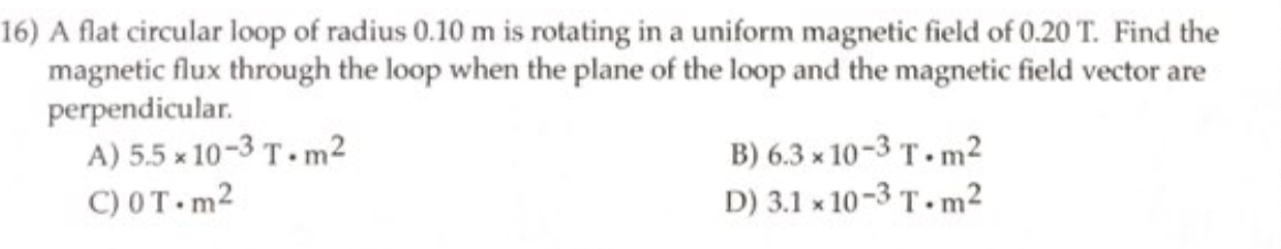 Solved A flat circular loop of ﻿radius 0.10 m is ﻿rotating | Chegg.com