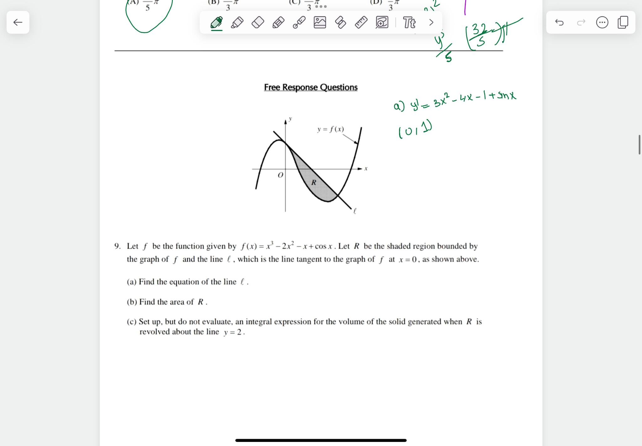 Solved Free Response Questions ﻿aLet f ﻿be the function | Chegg.com