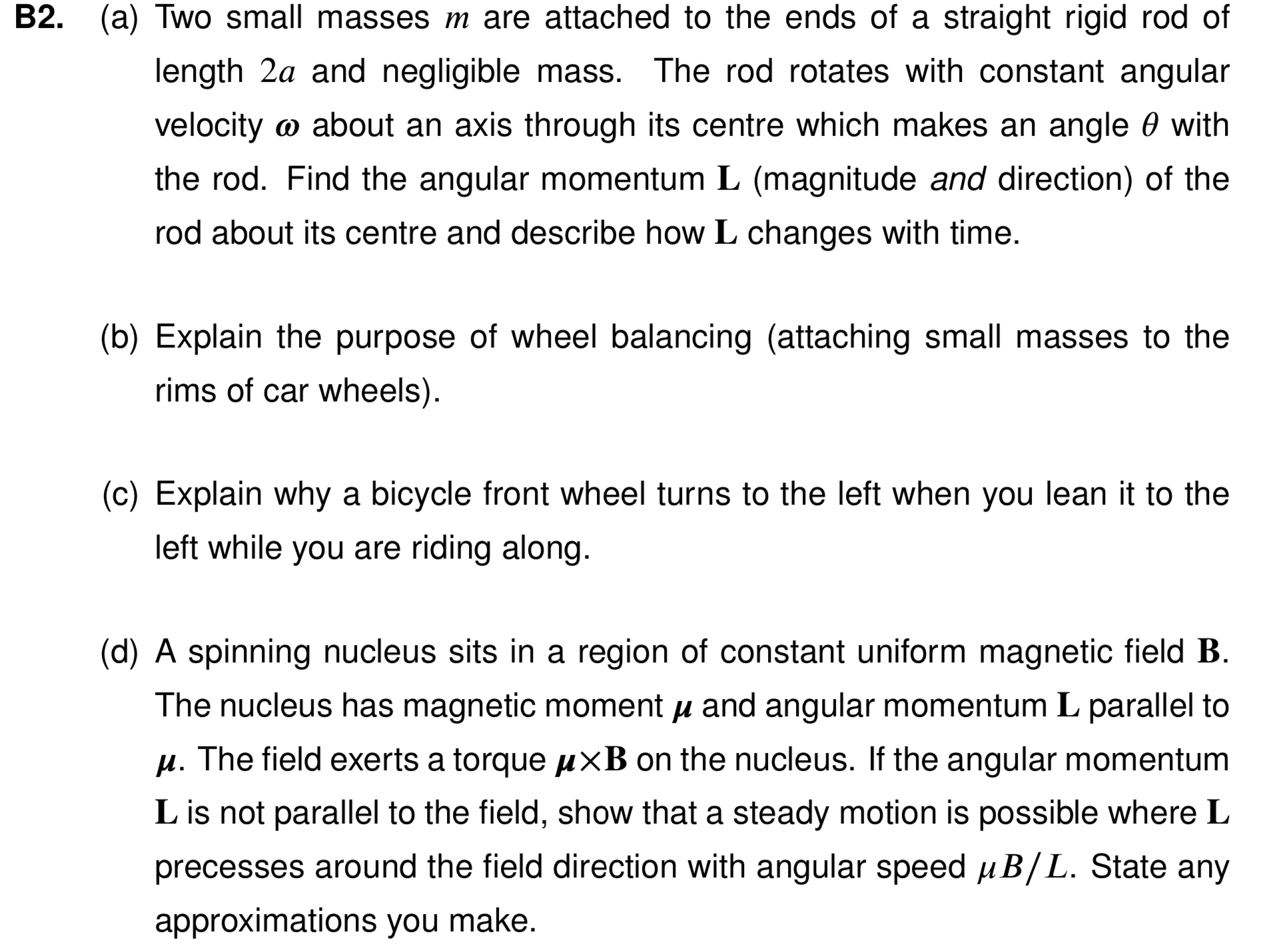 Solved B2. (a) ﻿Two small masses \( ﻿m \) ﻿are attached to | Chegg.com