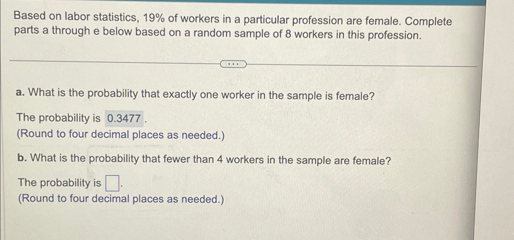 Solved Based on labor statistics, 19% ﻿of workers in a | Chegg.com