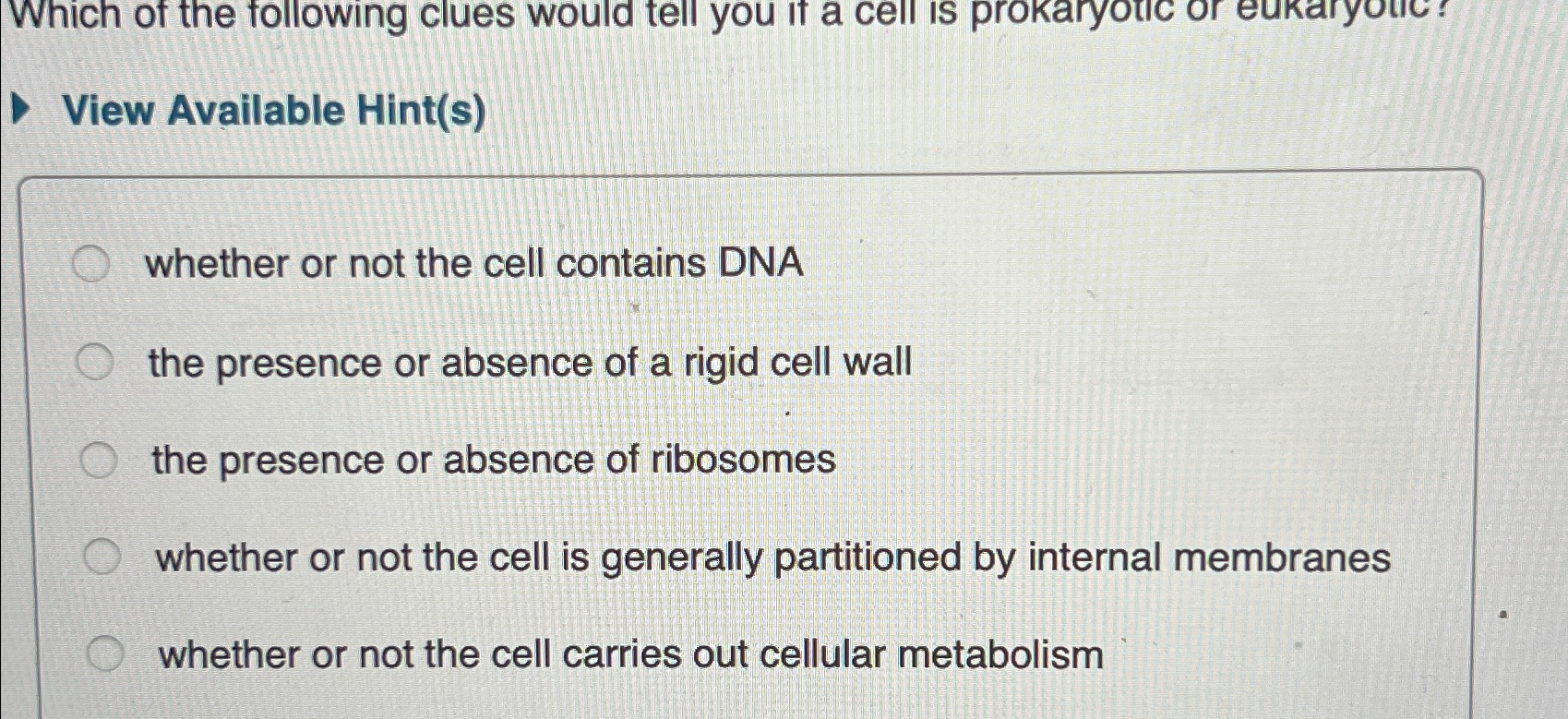 Solved View Available Hint(s)whether or not the cell | Chegg.com