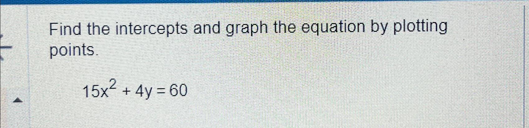 Solved Find the intercepts and graph the equation by | Chegg.com
