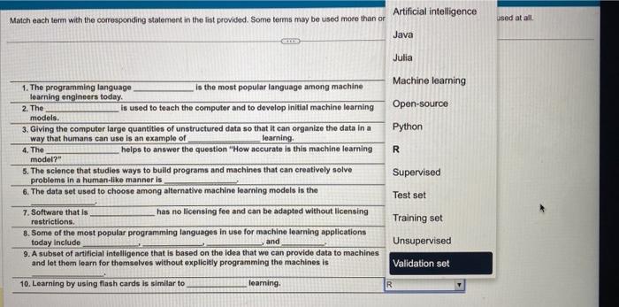 Solved Artificial intelligence Match each term with the | Chegg.com