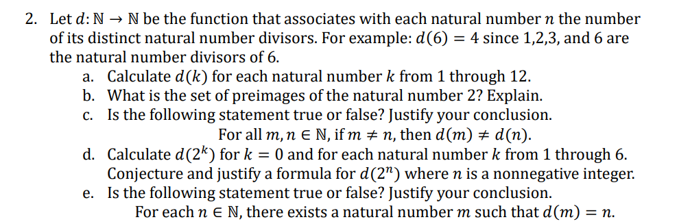 Solved Let d:N→N ﻿be the function that associates with each | Chegg.com