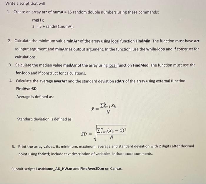 Solved 1 Create An Array Arr Of Num A15 Random Double 2813