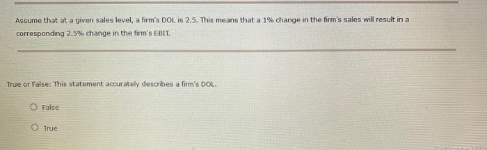 Solved 2. A review of the degree of operating leverage (DOL) | Chegg.com