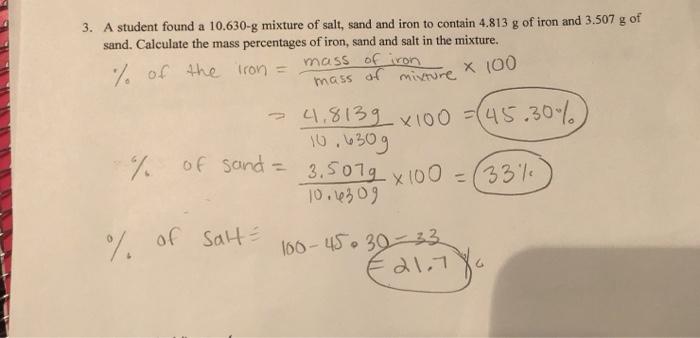 Solved and iron too contain 4. 4.8132 and 3.5079 of sand - | Chegg.com