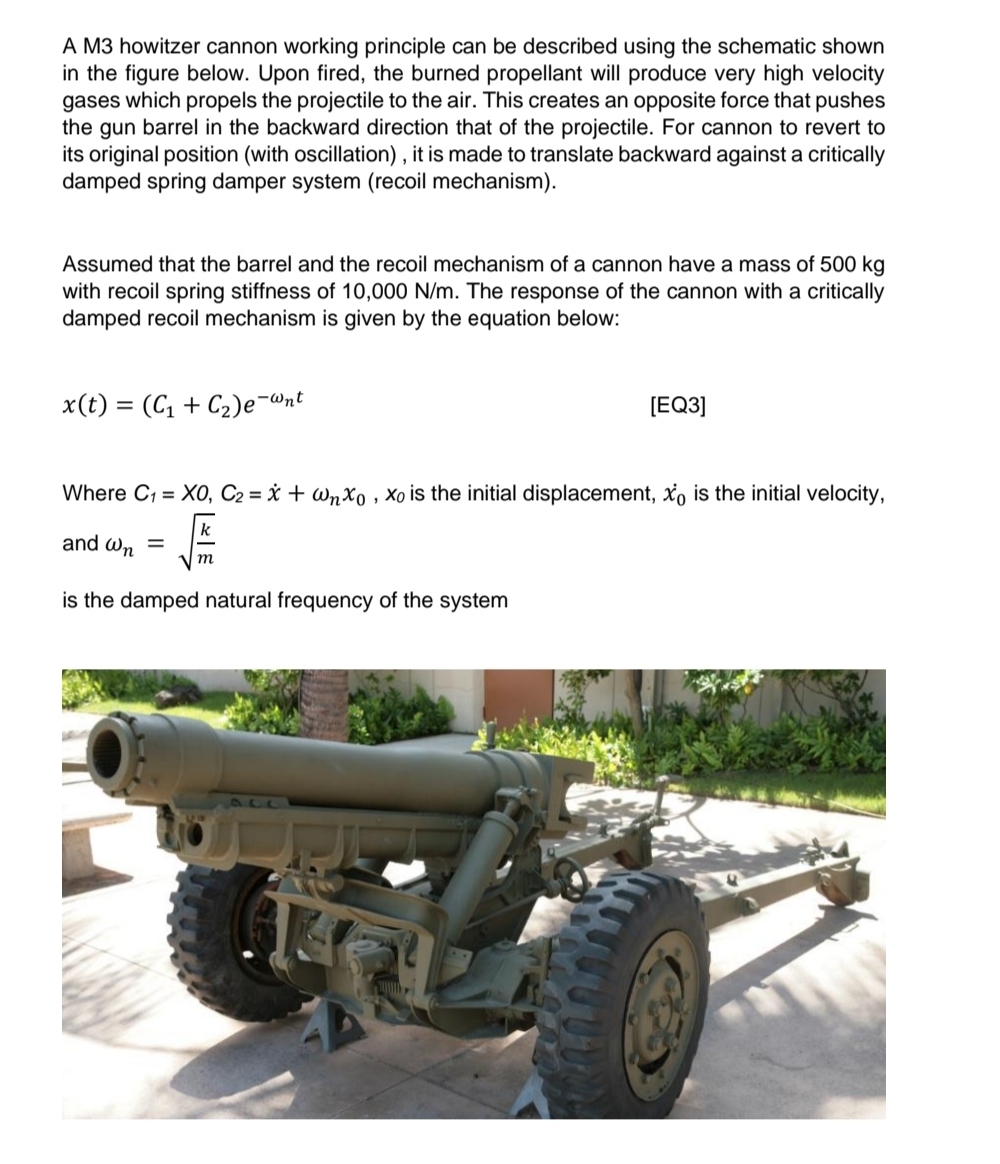 Solved A M3 ﻿howitzer cannon working principle can be | Chegg.com