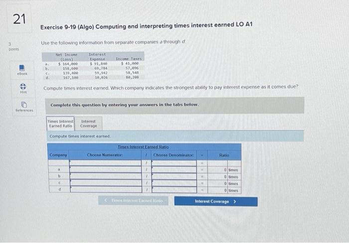 Solved Exercise 9-19 (Algo) Computing and interpreting times | Chegg.com