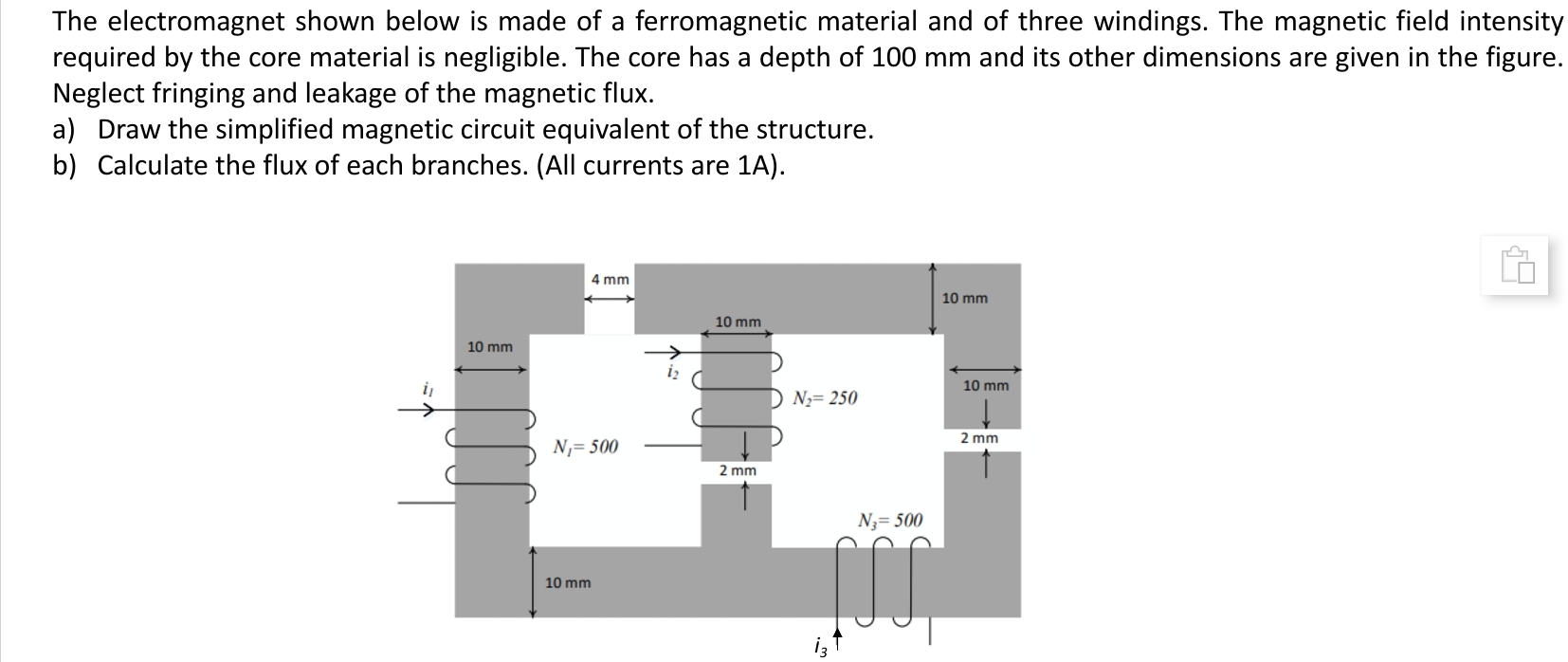 Solved The electromagnet shown below is made of a | Chegg.com