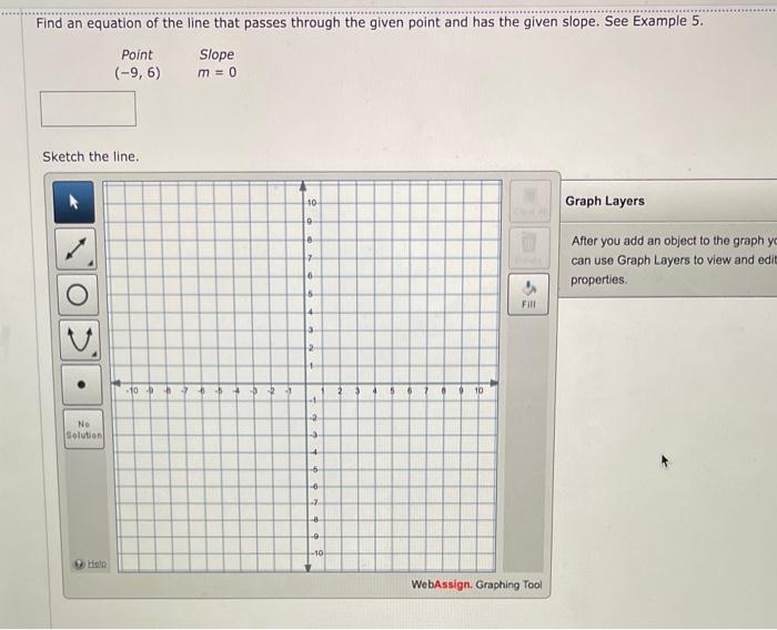 Solved (−9,6)m=0 Sketch the line. Graph Layers After you add | Chegg.com