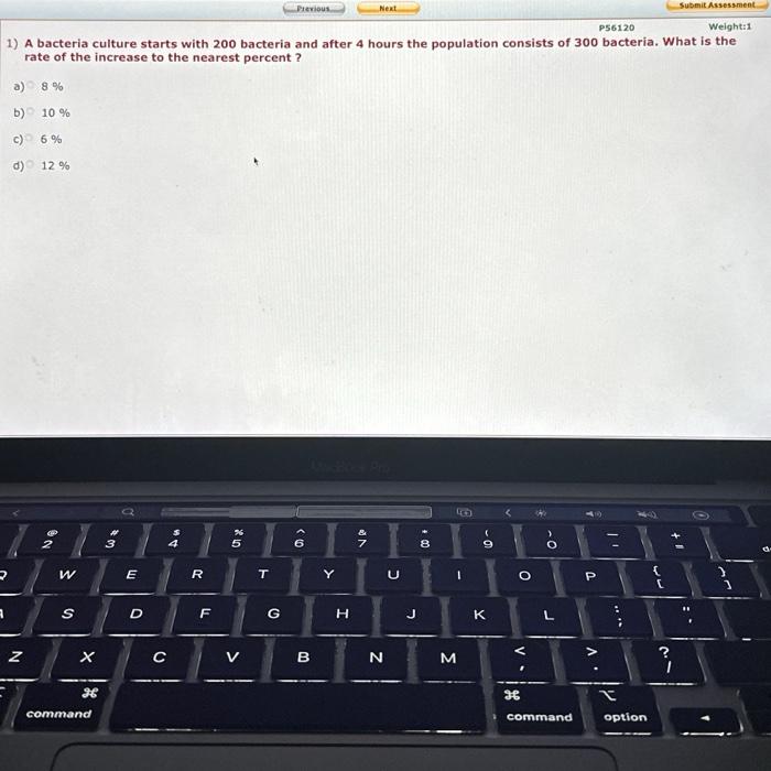 Solved 3 a) 8% b) 10 % c) 6% d) 12% P56120 Weight:1 1) A | Chegg.com