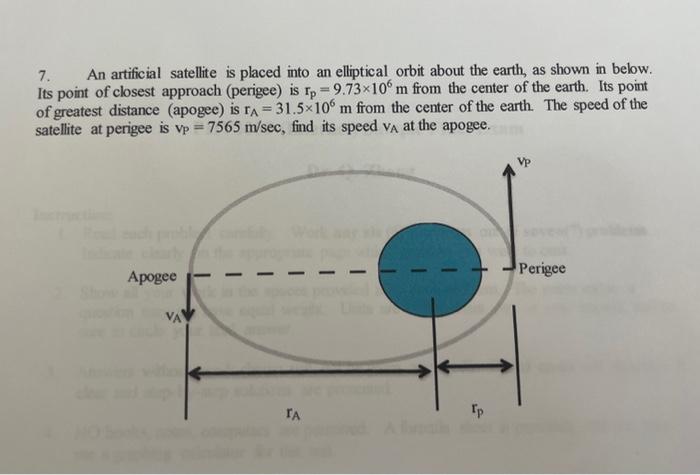Solved 7. An artificial satellite is placed into an | Chegg.com