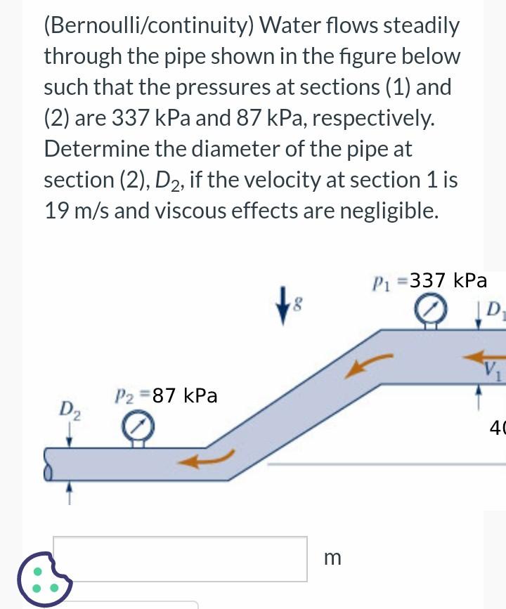 Solved (Bernoulli/continuity) Water flows steadily through | Chegg.com