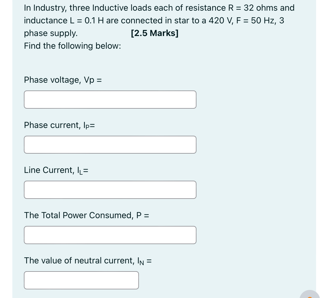 Solved In Industry, three Inductive loads each of resistance | Chegg.com