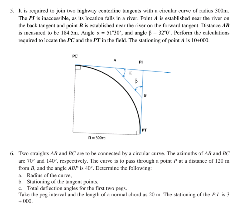 Solved It is required to join two highway centerline | Chegg.com