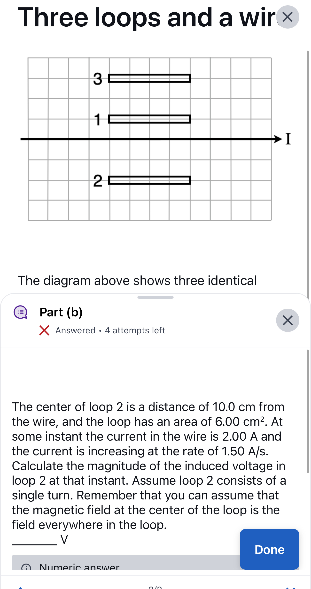 Solved Three loops and a wir ×The diagram above shows three | Chegg.com