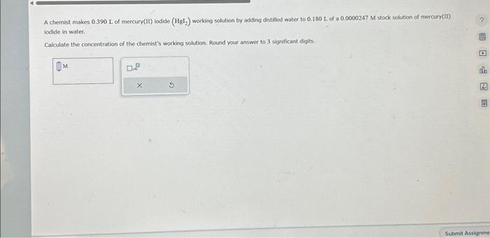 Solved A chemist makes 0.390 L of mercury(ti) iodide (HgI2 ) | Chegg.com