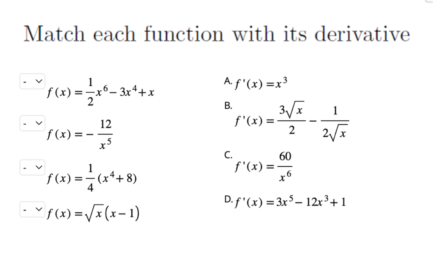 Solved Match each function with its | Chegg.com