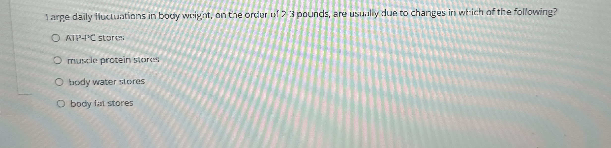Solved Large daily fluctuations in body weight, on the order | Chegg.com