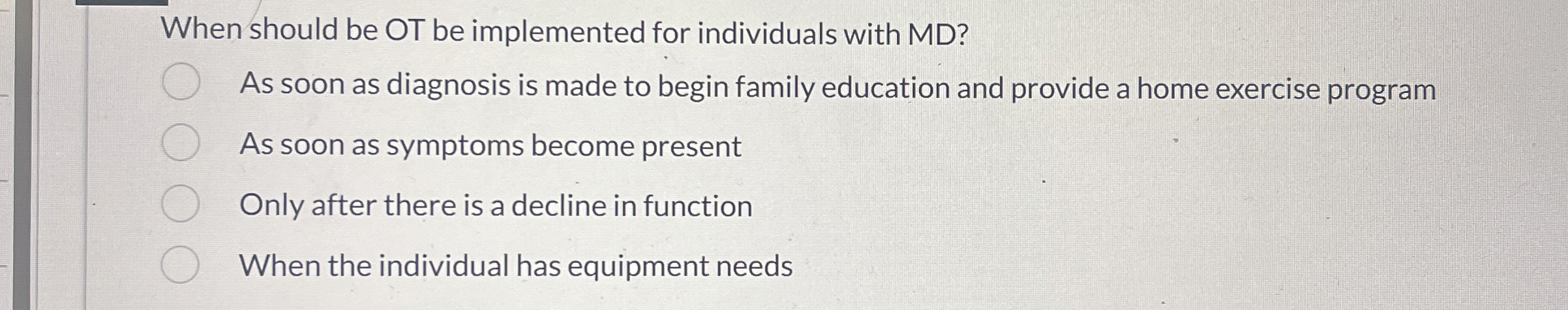Solved Progressive muscle weakness in MD is caused by the | Chegg.com