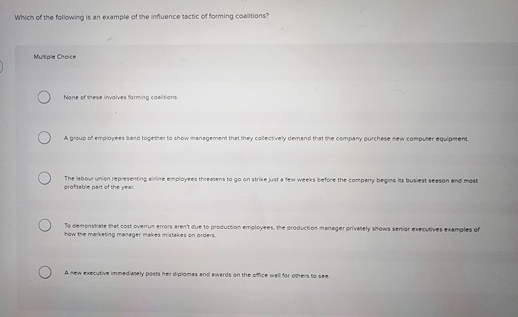 Solved Which Of The Following Is An Example Of The Influence