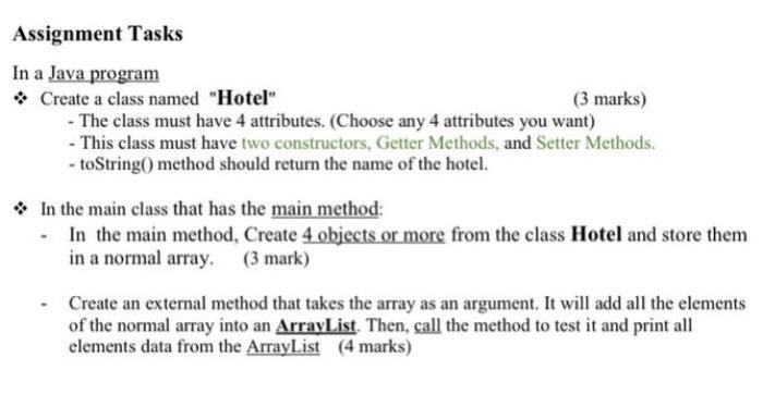 Solved Assignment Tasks In A Java Program Create A Class