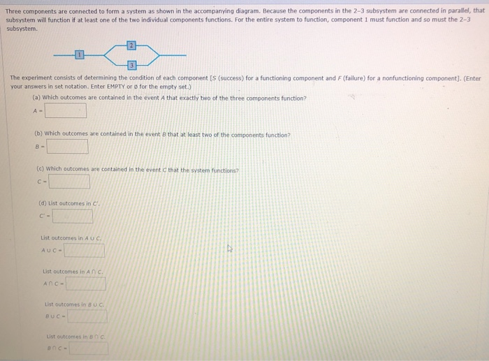 Solved Three components are connected to form a system as | Chegg.com