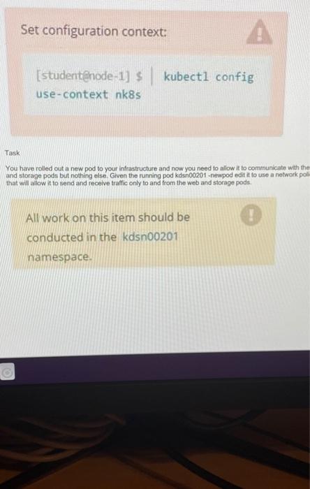 Set configuration context: kubectl config | Chegg.com