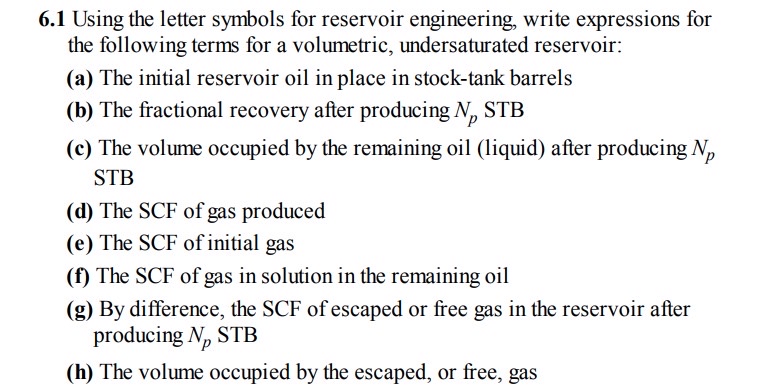 6.1 ﻿Using the letter symbols for reservoir | Chegg.com