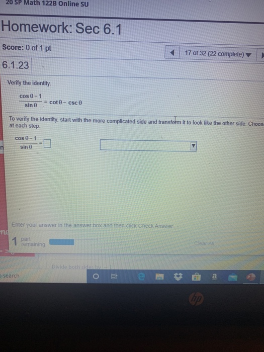 Solved 20 SP Math 122B Online SU Homework: Sec 6.1 Score: 0 | Chegg.com