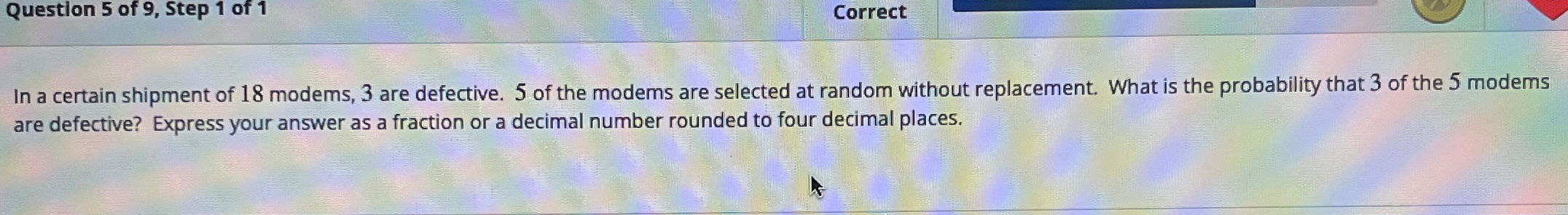 Solved In a certain shipment of 18 ﻿modems, 3 ﻿are | Chegg.com