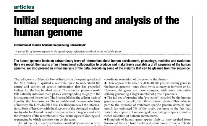 Solved Based on the 2001 IHGSC human genome paper, how did | Chegg.com