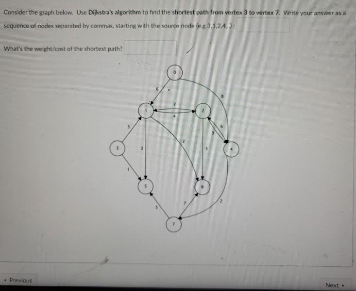 Solved Consider the graph below. Use Dijkstra's algorithm to | Chegg.com