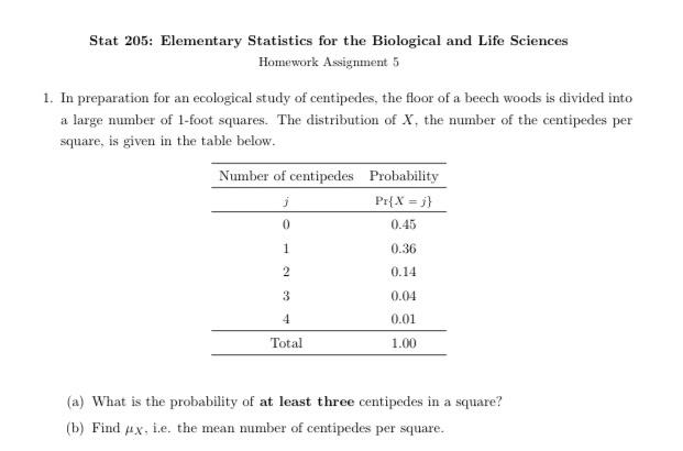 Solved Stat 205: Elementary Statistics for the Biological | Chegg.com