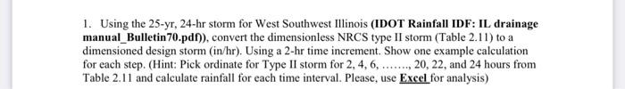 Solved 1. Using the 25-yr, 24-hr storm for West Southwest | Chegg.com