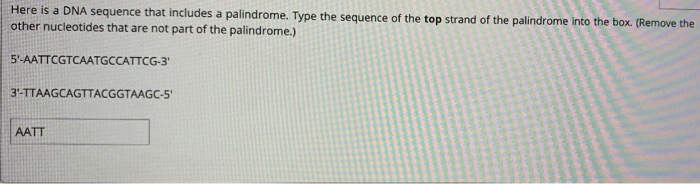 Solved Here Is A Dna Sequence That Includes A Palindrome 5544