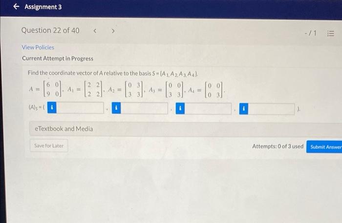 Solved Assignment 3 Question 22 of 40 View Policies Current | Chegg.com