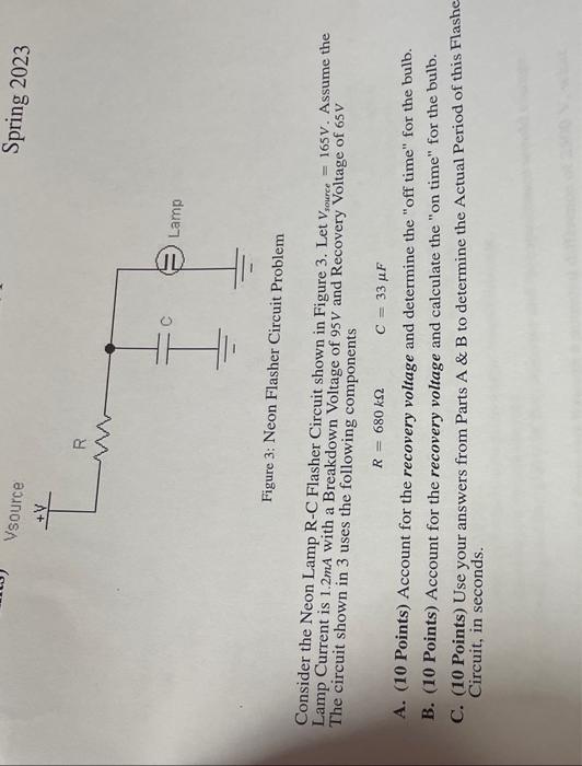 Solved Figure 3: Neon Flasher Circuit Problem Consider the | Chegg.com