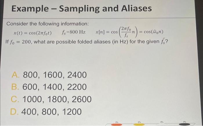 Solved Example - Sampling and Aliases Consider the following | Chegg.com