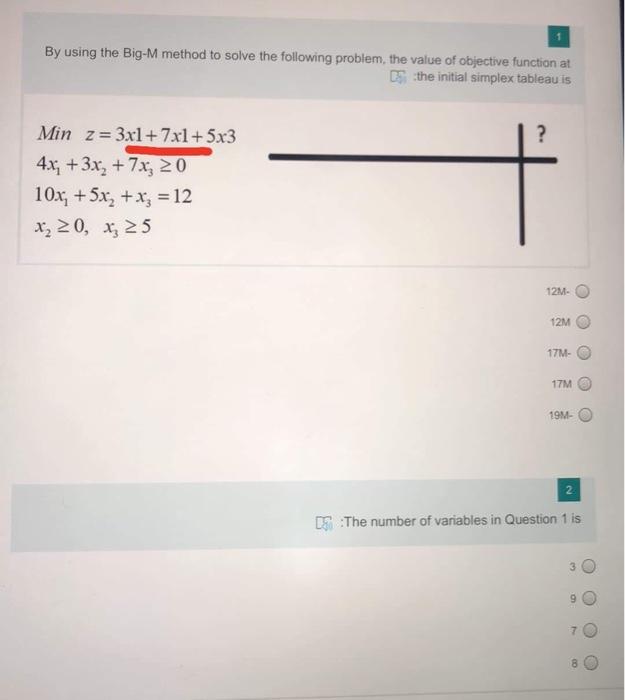 Solved By using the Big-M method to solve the following | Chegg.com