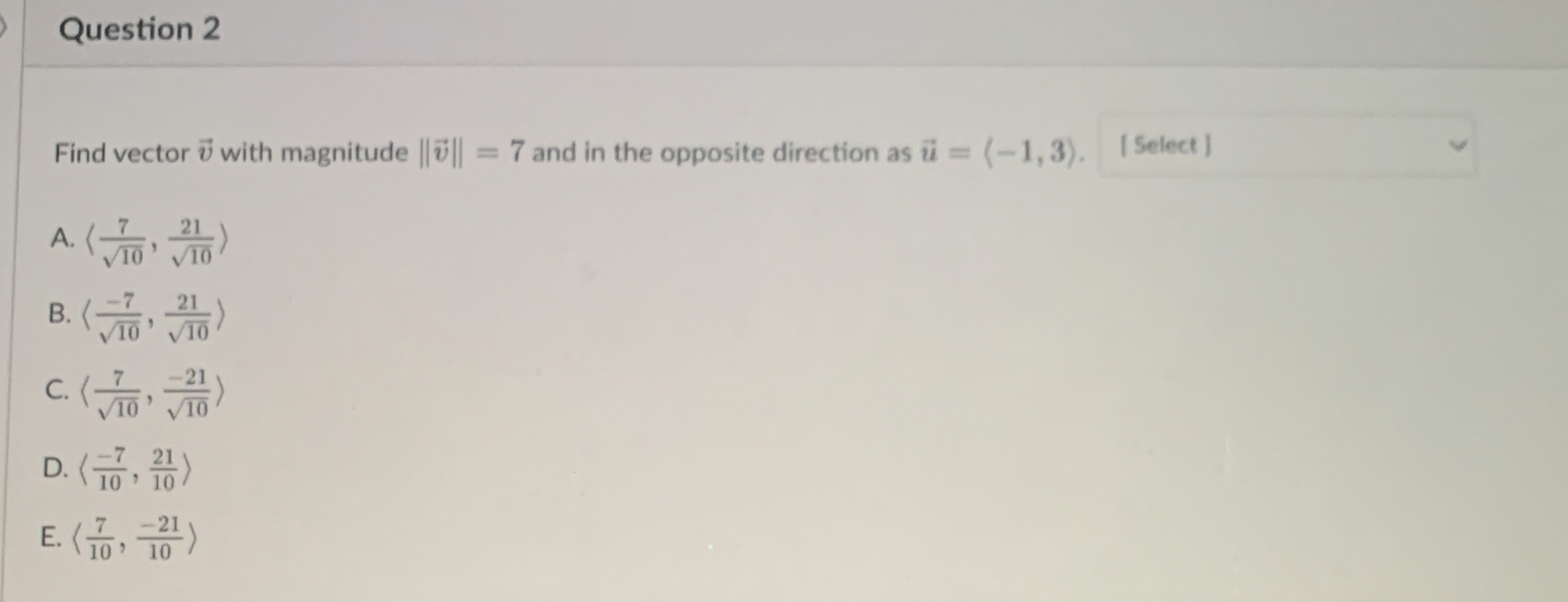 Solved Question 2Find vector vec(v) ﻿with magnitude | Chegg.com
