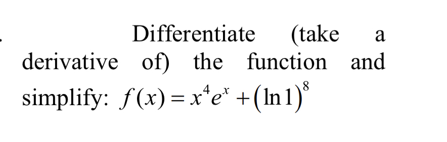 Solved Differentiate (take a derivative of) ﻿the function | Chegg.com