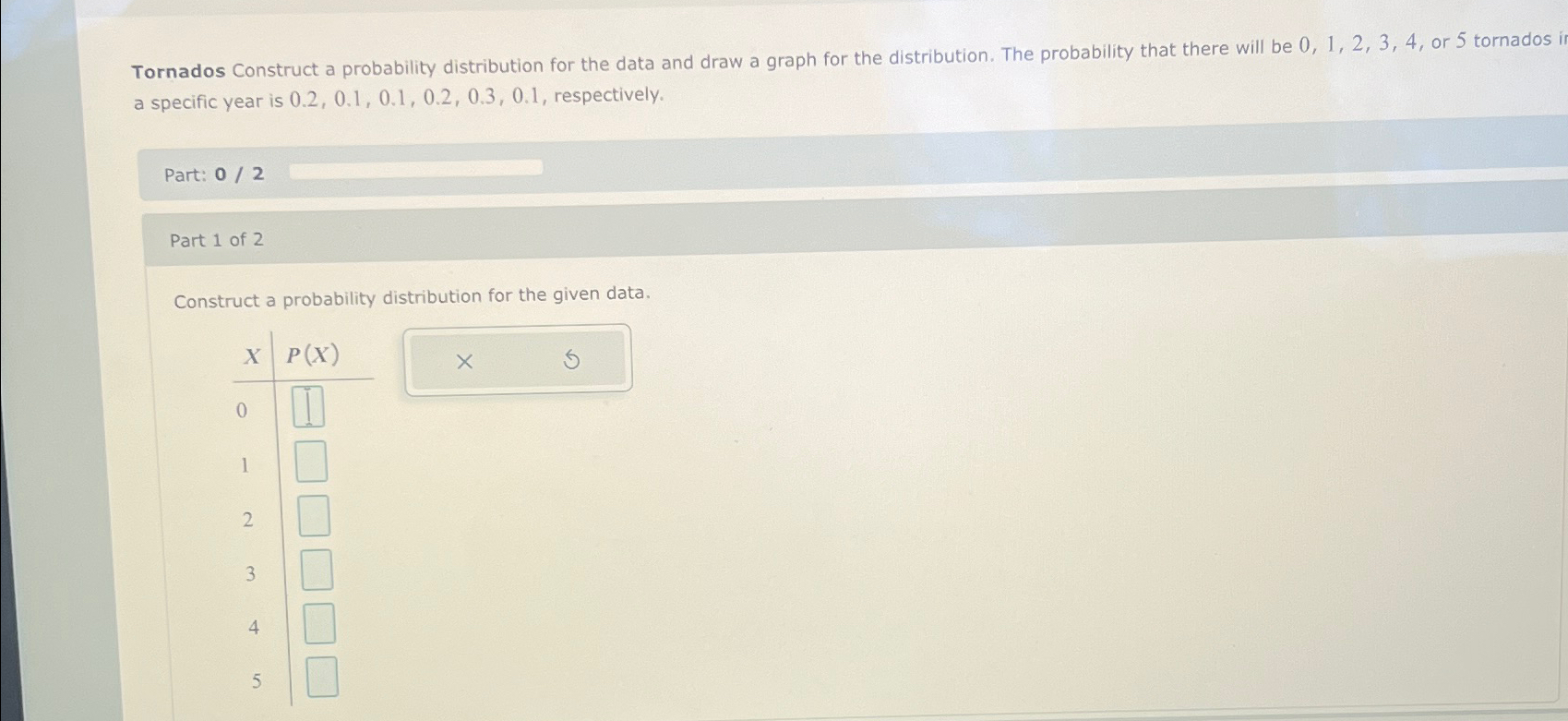 Solved Tornados Construct a probability distribution for the | Chegg.com
