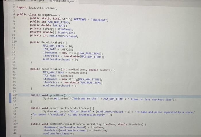 Solved Use the code provided in the class ReceiptMaker and | Chegg.com
