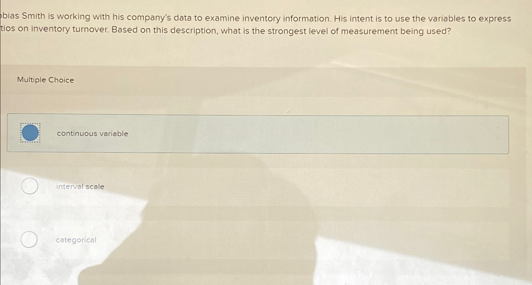 Solved bias Smith is working with his company's data to | Chegg.com