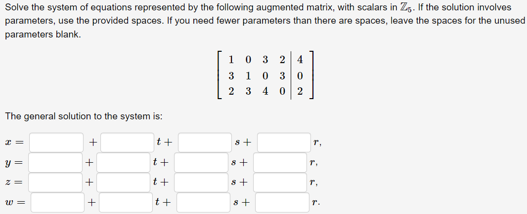 Solved Solve the system of equations represented by the | Chegg.com
